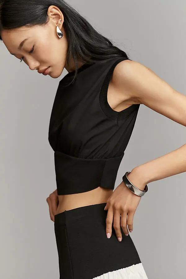 Anthropologie Cotton Sleeveless Waisted Crop Top