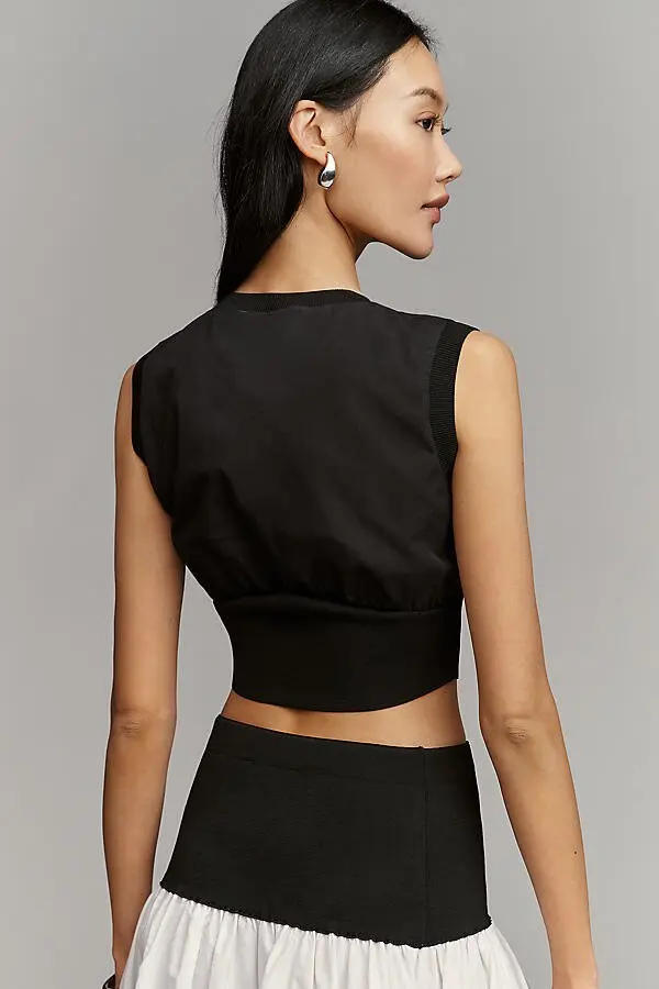 Anthropologie Cotton Sleeveless Waisted Crop Top