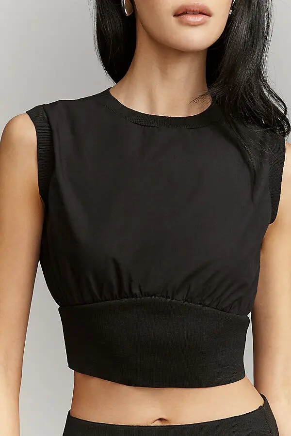 Anthropologie Cotton Sleeveless Waisted Crop Top