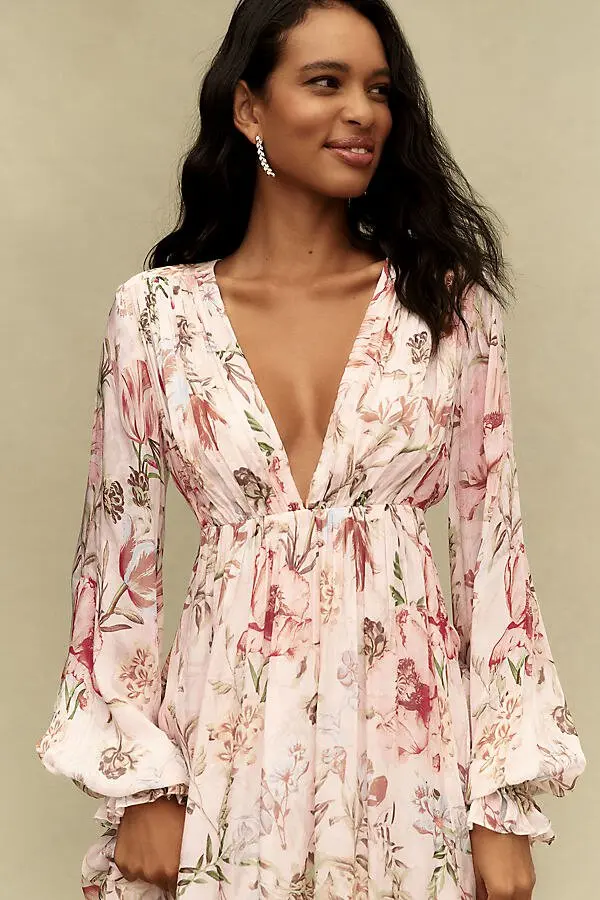 Hemant & Nandita High-low Plunge Maxi Dress