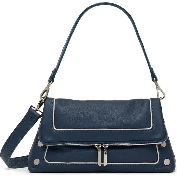 HAMMITT Medium Beverly Leather Shoulder Bag - Nautical Navy/silver