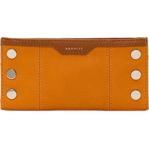 HAMMITT 110 North Studded Leather Wallet - Tailored Tangerine/silver