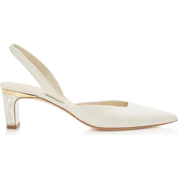 FREYA ROSE Delphine Pointed Toe Pearl Heel Slingback Pumps - Ivory