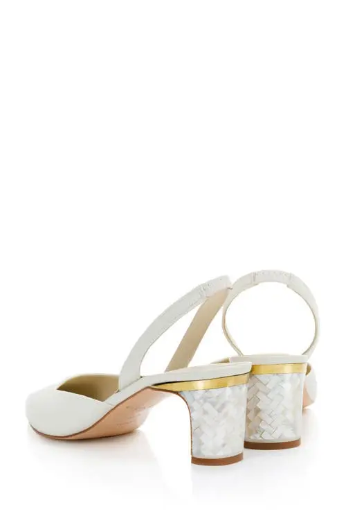 FREYA ROSE Delphine Pointed Toe Pearl Heel Slingback Pumps - Ivory