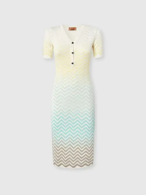 Missoni Midi Dress In Cotton And Viscose Chevron Dégrad - Multicoloured
