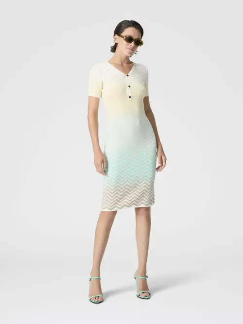 Missoni Midi Dress In Cotton And Viscose Chevron Dégrad - Multicoloured
