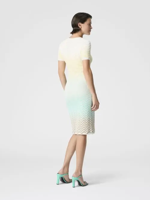 Missoni Midi Dress In Cotton And Viscose Chevron Dégrad - Multicoloured