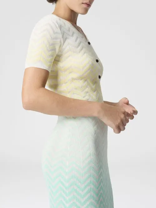Missoni Midi Dress In Cotton And Viscose Chevron Dégrad - Multicoloured