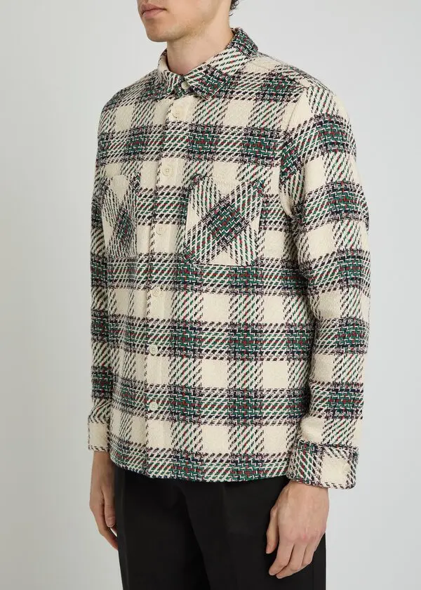 WAX LONDON Whiting Checked Cotton-blend Overshirt - Green