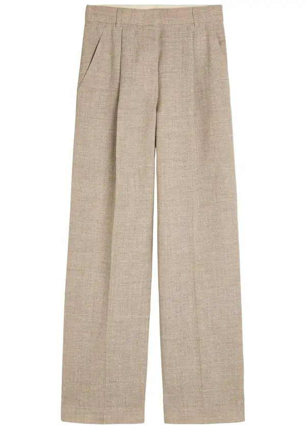 AKYN Perla Linen And Wool-blend Trousers