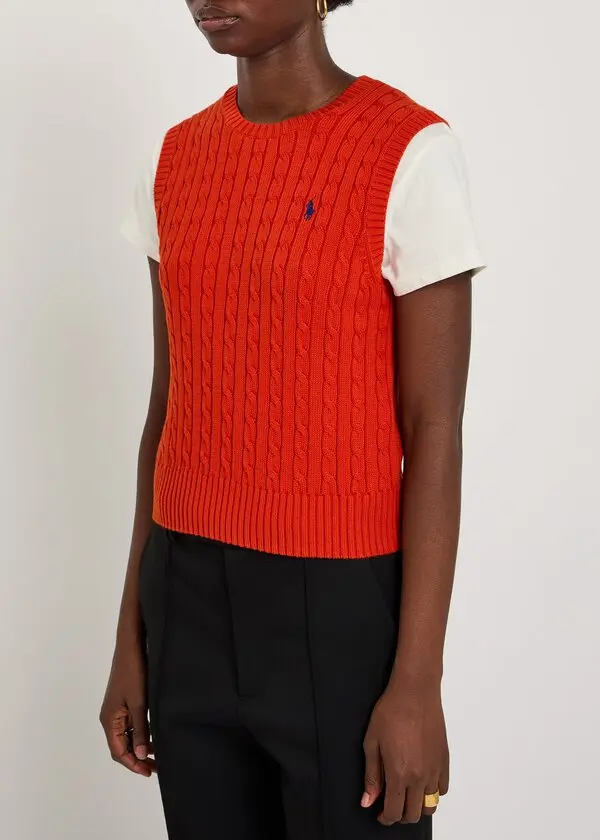 Polo Ralph Lauren Logo-embroidered Cable-knit Cotton Vest