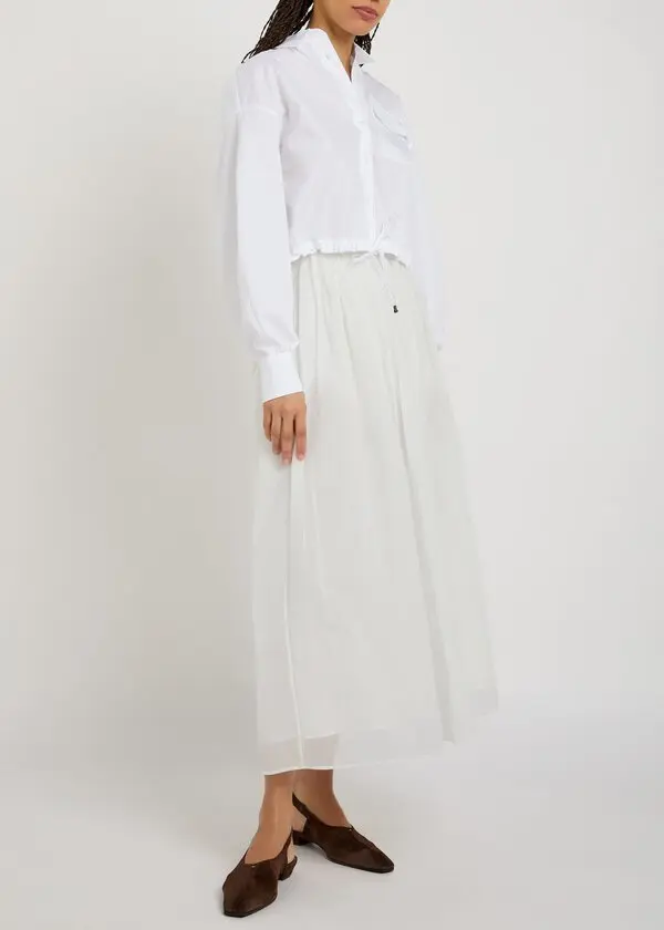 Brunello Cucinelli Gathered Cotton Midi Skirt