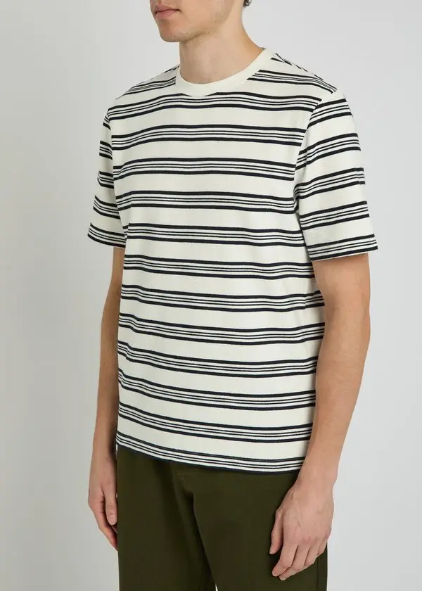 WAX LONDON Dean Striped Textured Cotton T-shirt