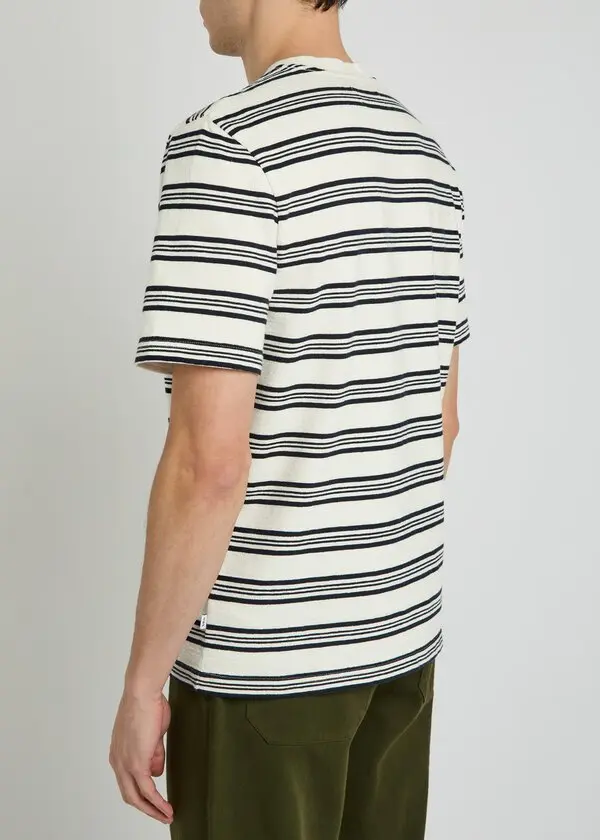WAX LONDON Dean Striped Textured Cotton T-shirt