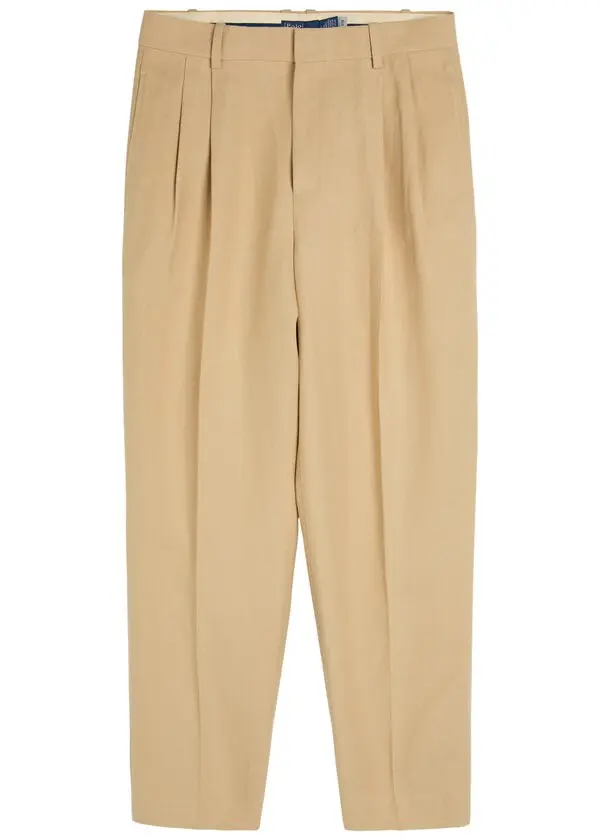 Polo Ralph Lauren Pleated Tapered-leg Hemp Trousers - Tan