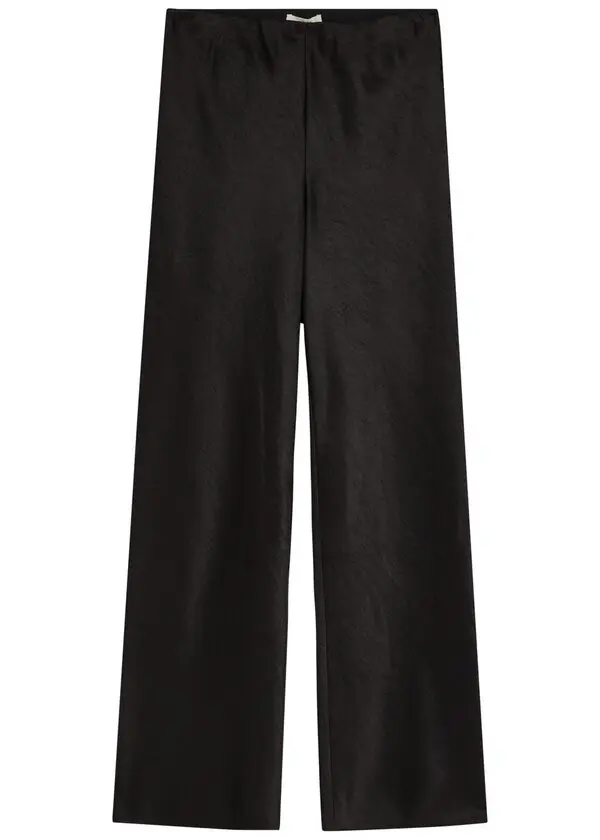 Vince Wide-leg Satin Trousers - Black