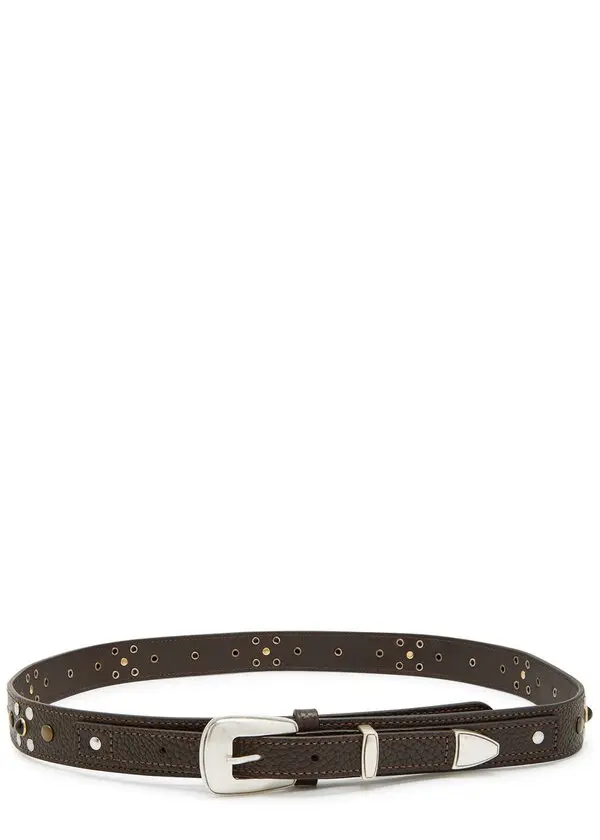 LEMAIRE Western Studded Leather Belt - Brown