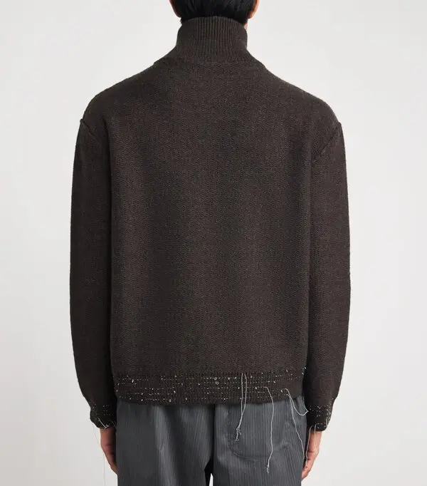 Buy MAISON MARGIELA Wool-blend Quarter-zip Sweater - Brown At 27
