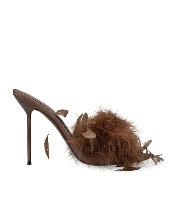 Paris Texas Feather Lidia Mules 105 - Brown