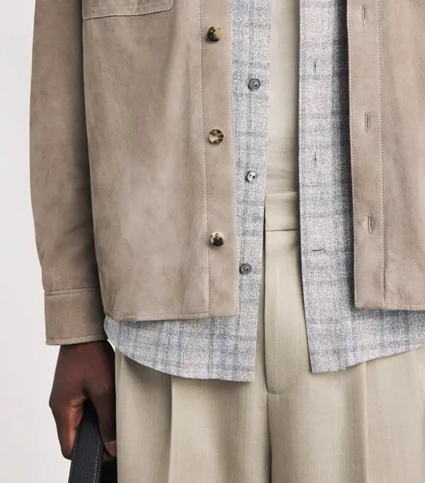 Agnona Suede Overshirt - Grey