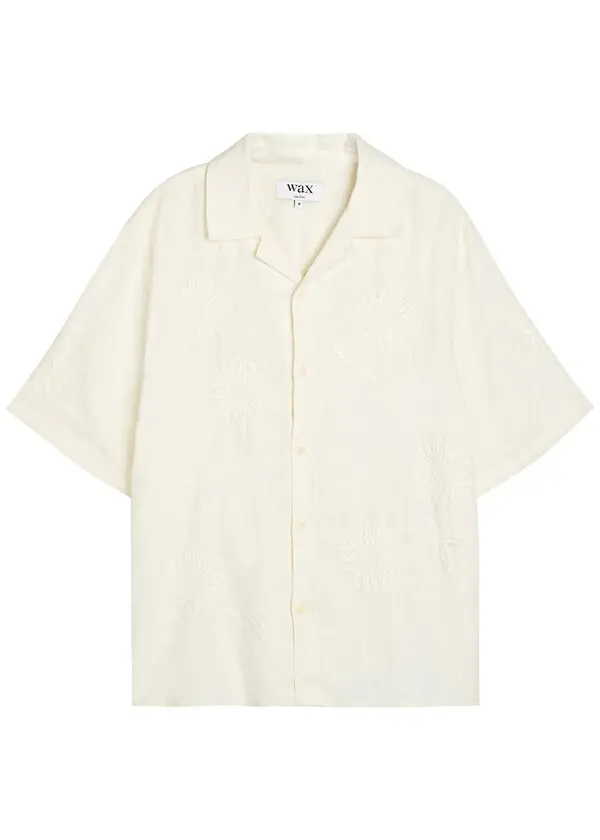 WAX LONDON Didcot Floral-embroidered Linen Shirt