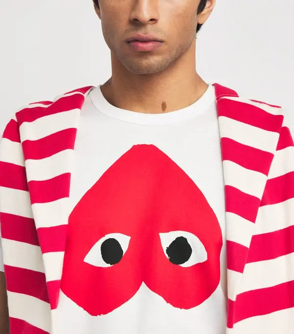 Play Comme Des Garcon Cotton Upside Down Heart T-shirt - White