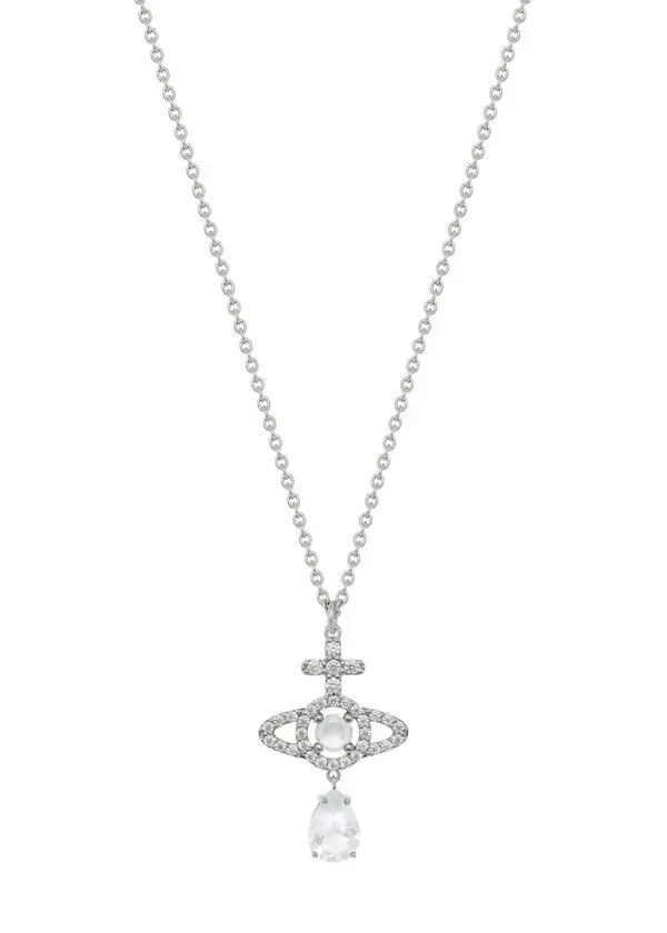 VIVIENNE WESTWOOD Olympia Pavé Drop Pendant Necklace - Silver