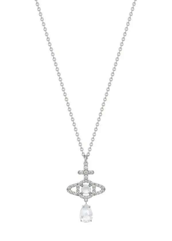 VIVIENNE WESTWOOD Olympia Pavé Drop Pendant Necklace - Silver