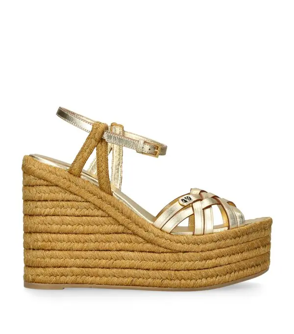 Valentino Garavani Leather Bribri Wedge Sandals - Gold