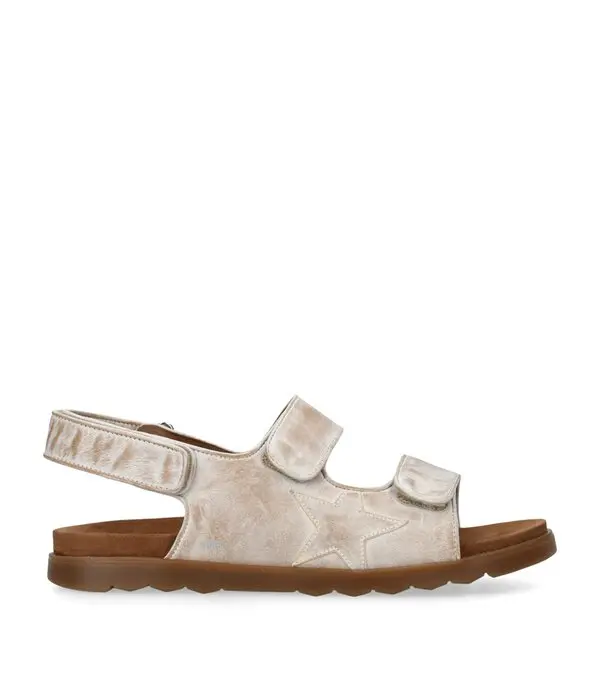 GOLDEN GOOSE Leather Noa Sporty Sandals - Beige
