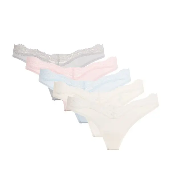 SKIMS Lace-trim Fits Everybody Dipped Thongs - Ivory