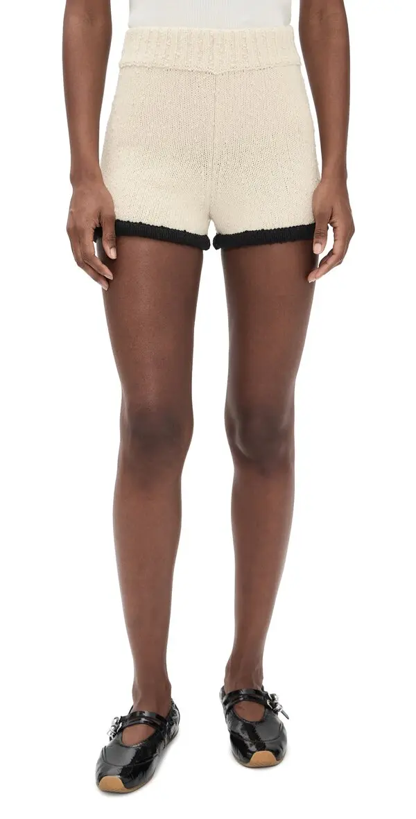 BY MALENE BIRGER Rikka Knit Shorts - Black White Color Block