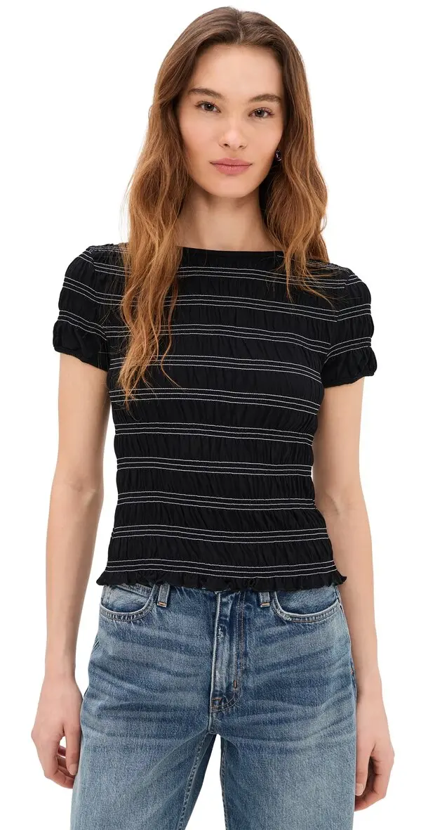 Madewell Smocked Short Sleeve Tee - Jet Black