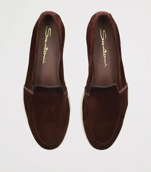 Santoni Suede Loafers - Brown