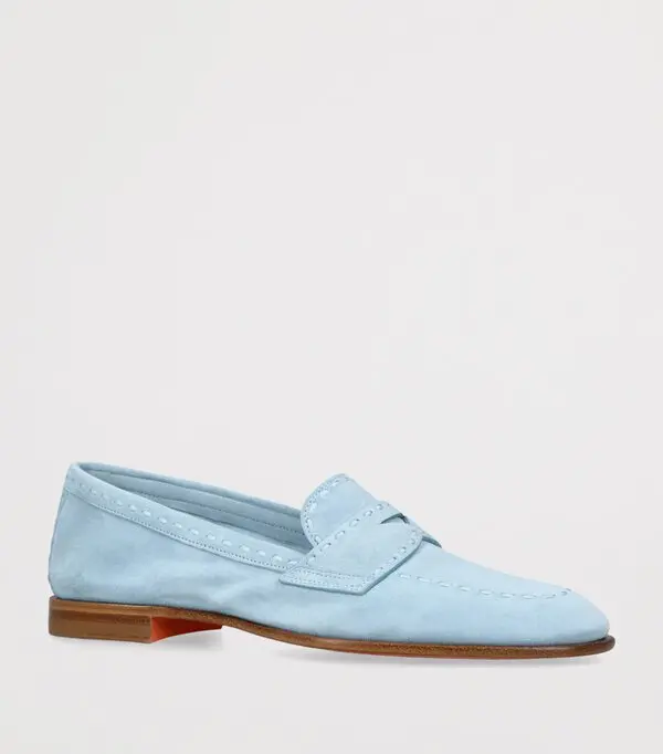 Santoni Suede Marlene Dash Loafers - Blue