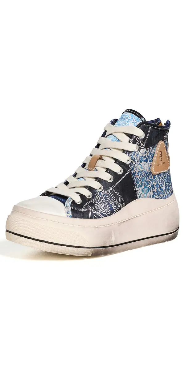 R13 Kurt High Top Sneakers - Blue Bandana Print
