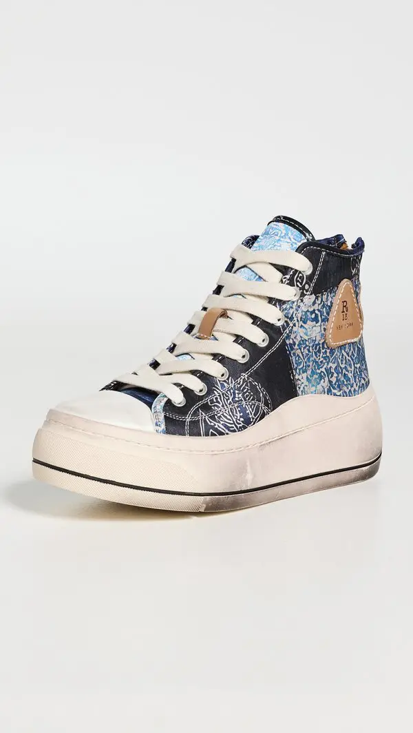 R13 Kurt High Top Sneakers - Blue Bandana Print