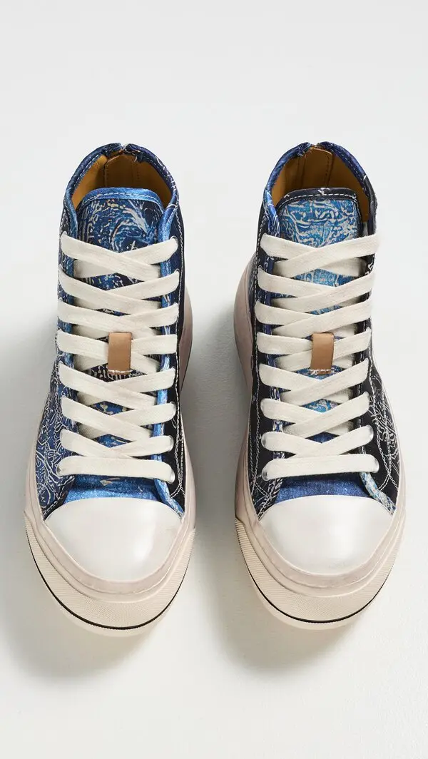 R13 Kurt High Top Sneakers - Blue Bandana Print