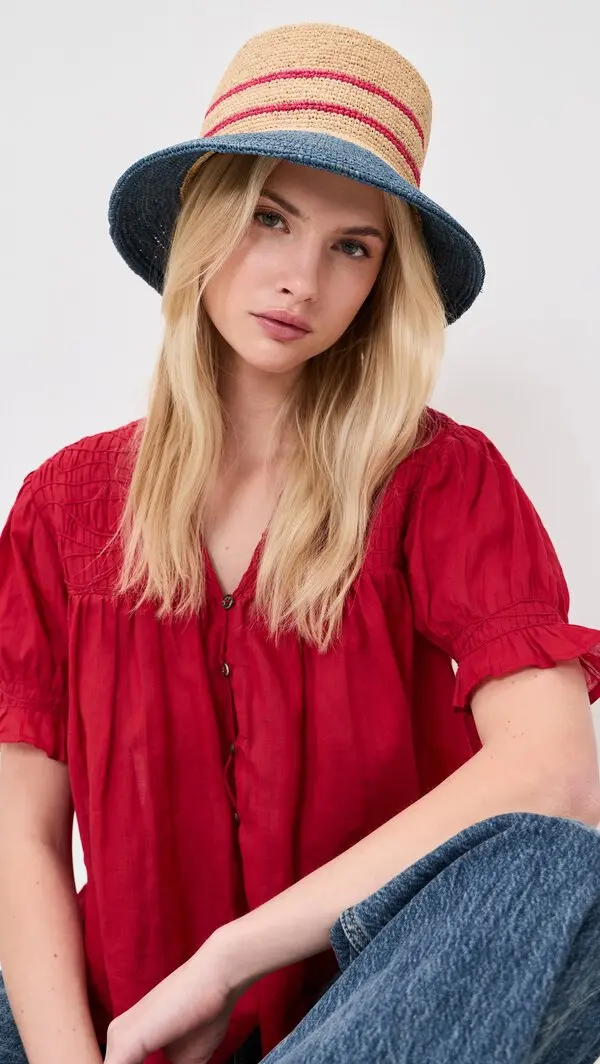 Brixton Ellee Straw Bucket Hat