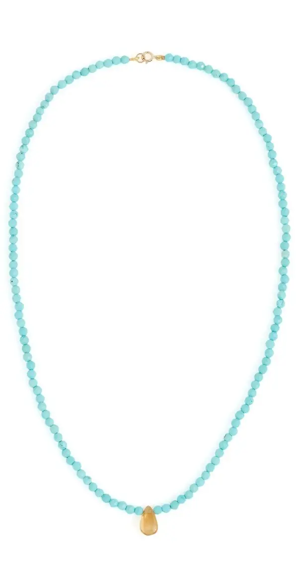 Jia Jia 14k Turquoise Citrine Teardrop Necklace - Turquoise/yellow