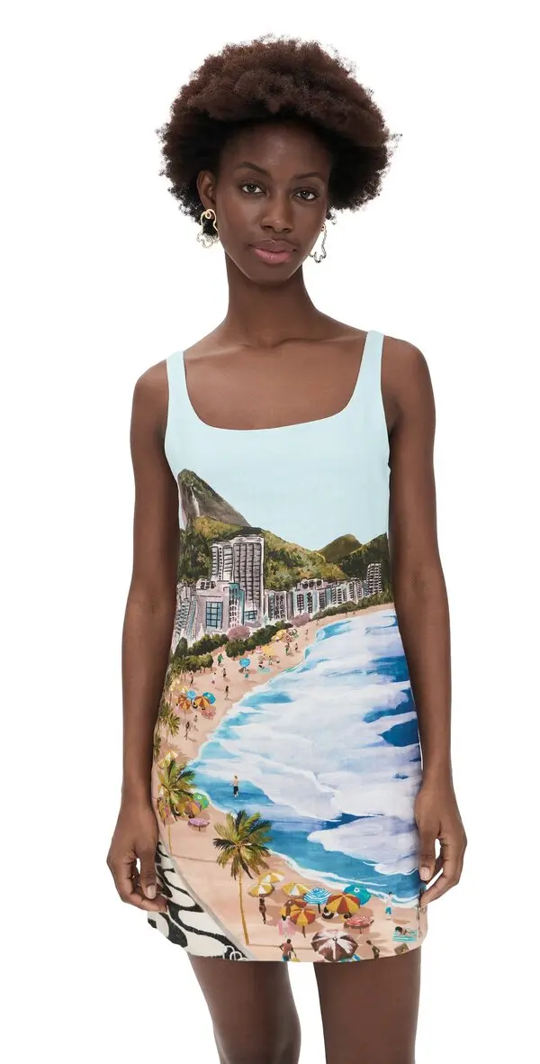 Farm Rio Copacabana Beach Mini Dress - Copacabana Beach Multicolor