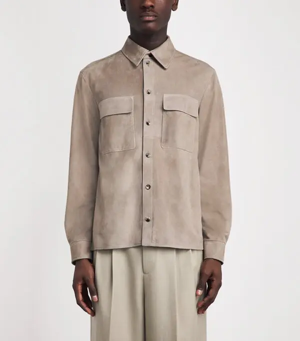Agnona Suede Overshirt - Grey