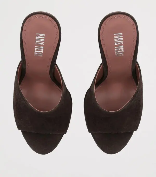 Paris Texas Suede Nina Wedge Mules 105 - Brown