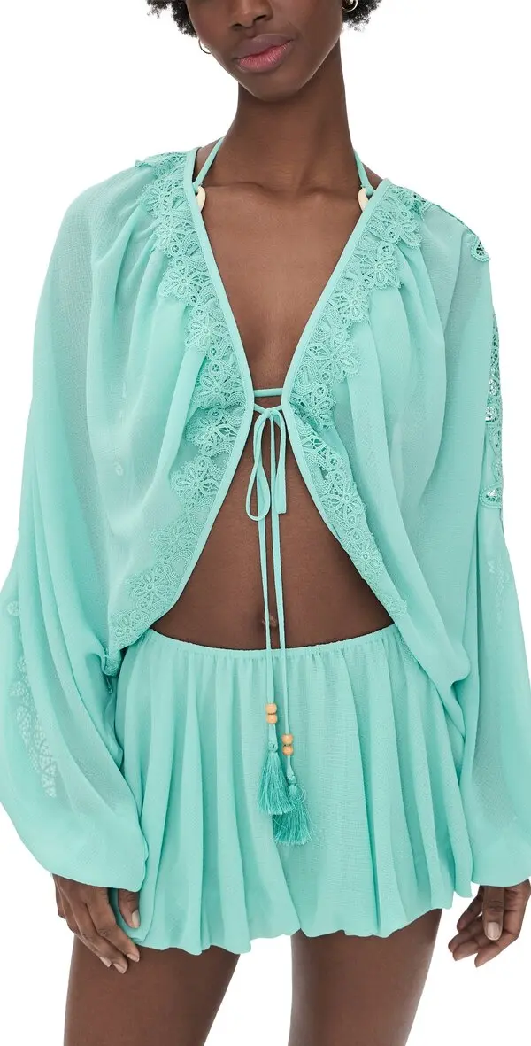 Ramy Brook Angie Cover Up Top - Seaglass