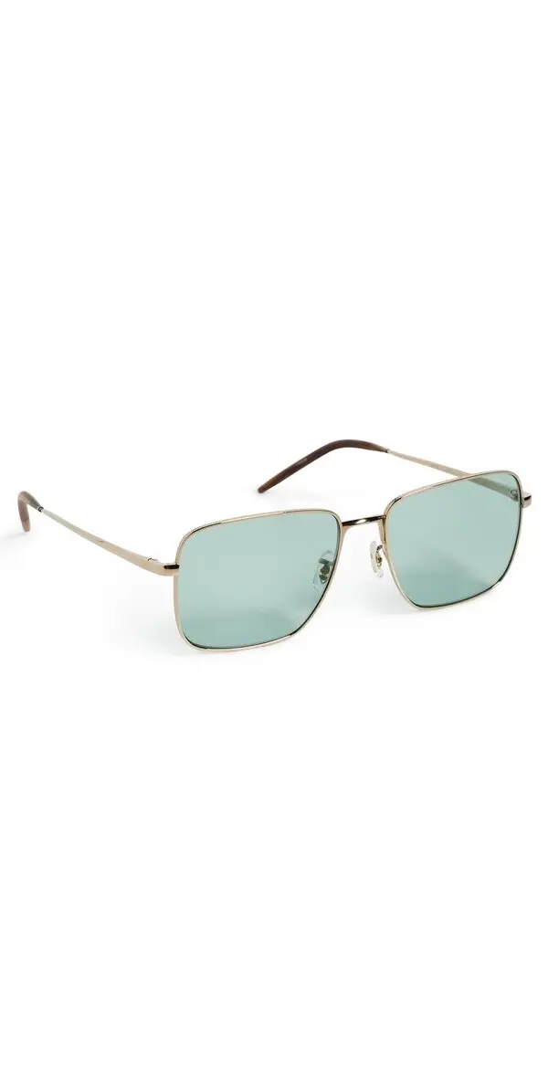 Oliver Spencer Welston Square Sunglasses - Gold/demo Lens Sea Green