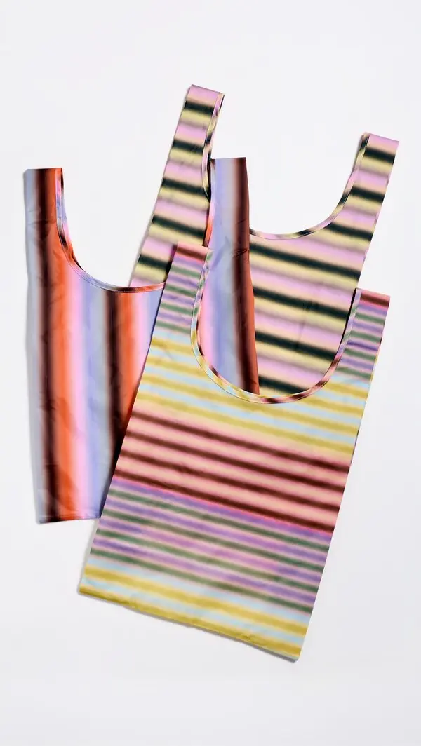 Baggu Ombré Stripe Ripstop Standard Set Of 3 Shopper Bags - Gradient Stripe