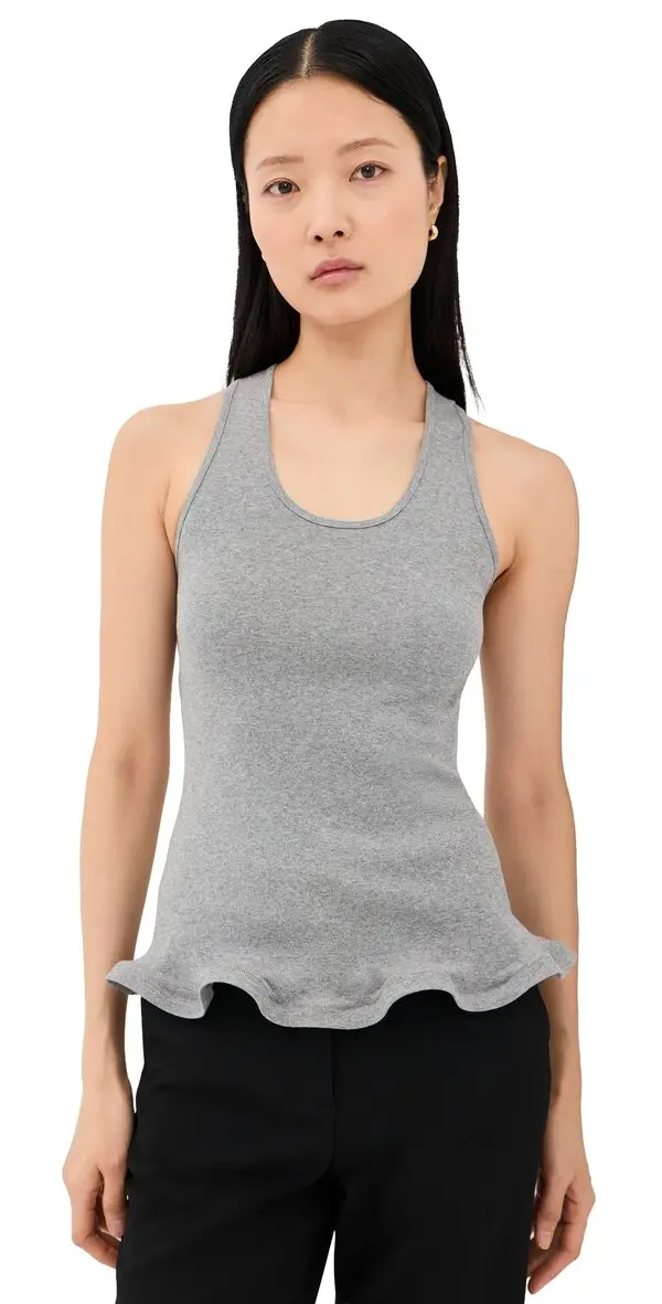 Stella McCartney Frilled Hem Rib Tank - Grey Melange
