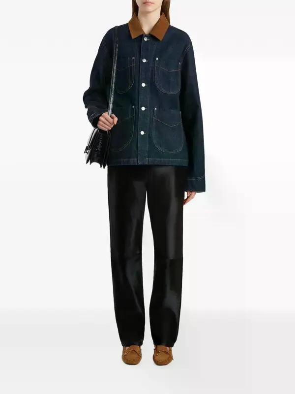 Khaite Wyatt Denim Jacket With Corduroy Collar - Blue
