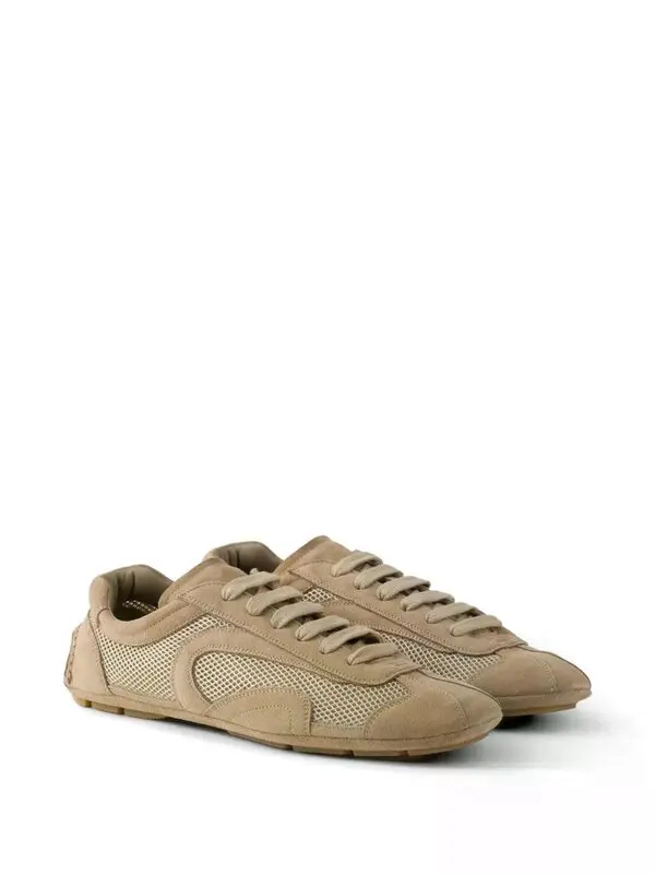 Prada Montecarlo Re-edition 2005 Suede And Mesh Sneakers - Neutrals