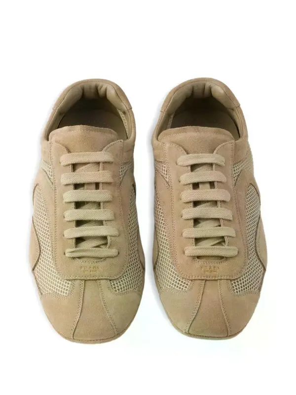 Prada Montecarlo Re-edition 2005 Suede And Mesh Sneakers - Neutrals